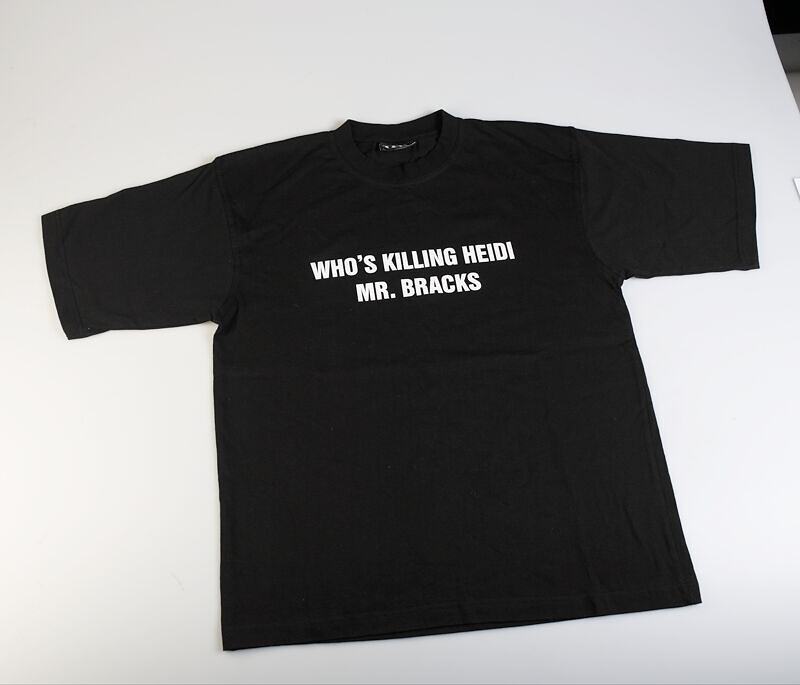 T-Shirt - 'Who's Killing Heidi Mr. Bracks', Violet Town, 2002
