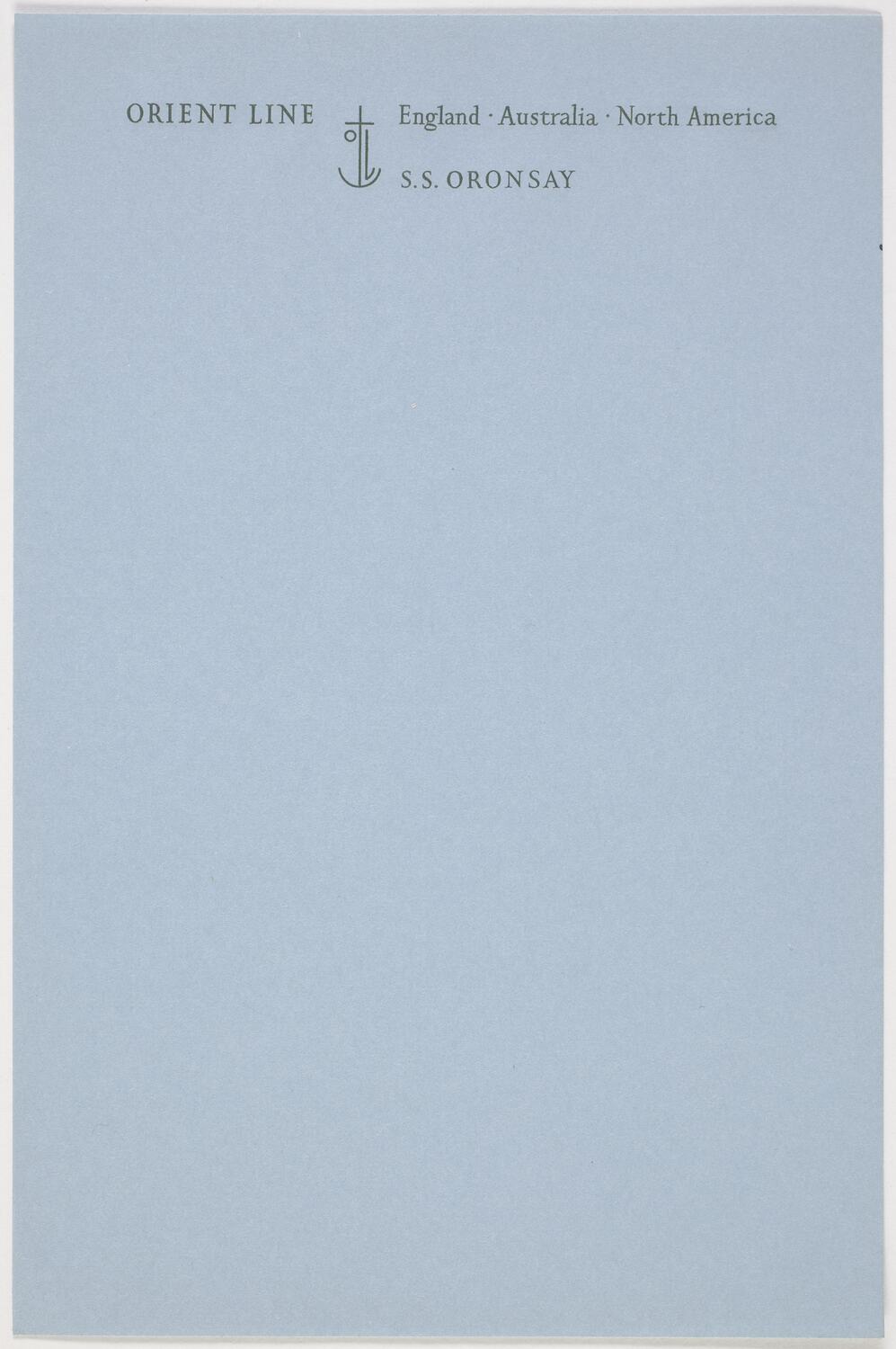 Notepaper - SS Oronsay, Orient Line, circa 1950s