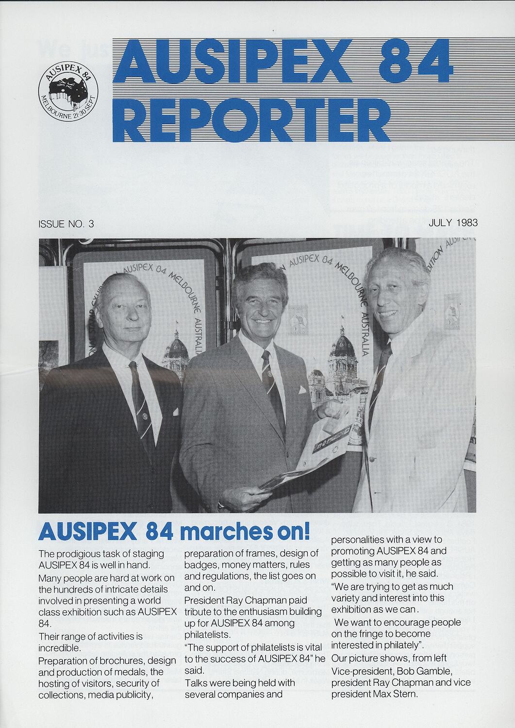 Newsletter - 'Ausipex 84 Reporter', Issue 3, Jul 1983