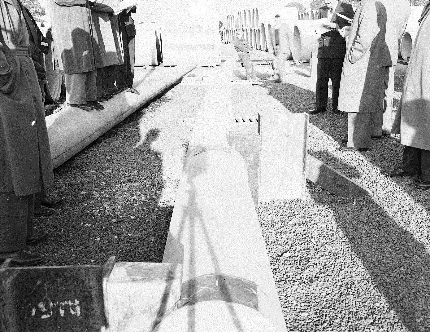 Negative - Rocla Pipes, Men Standing Near Cement Pipes, Springvale, 10 ...