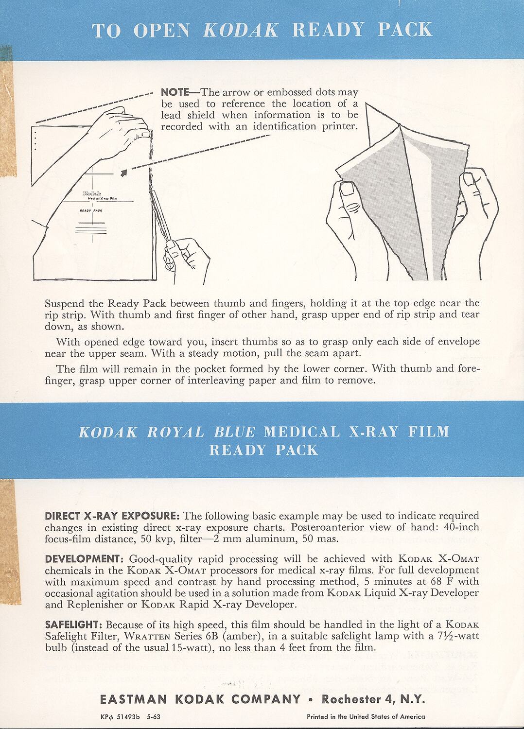 Instruction Manual - Eastman Kodak, 'Kodak Royal Blue Medical X-Ray ...
