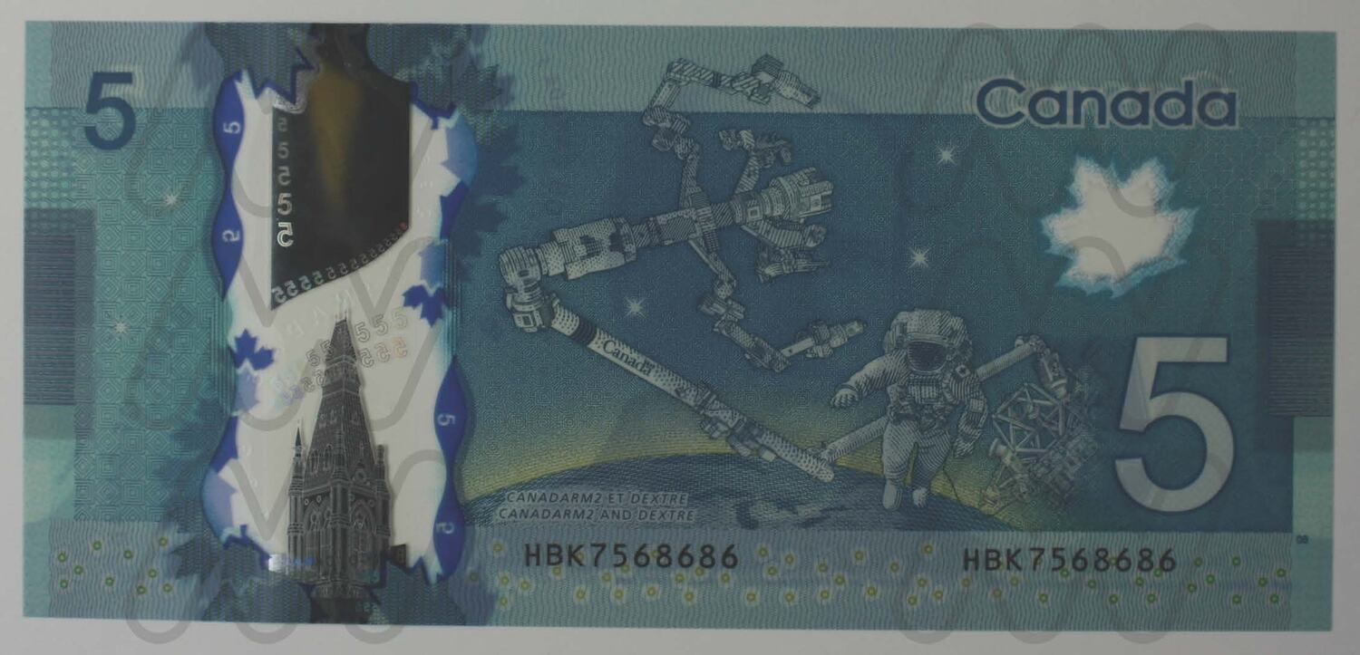 Polymer Bank Note - 5 Dollars, Bank of Canada / Banque du Canada ...
