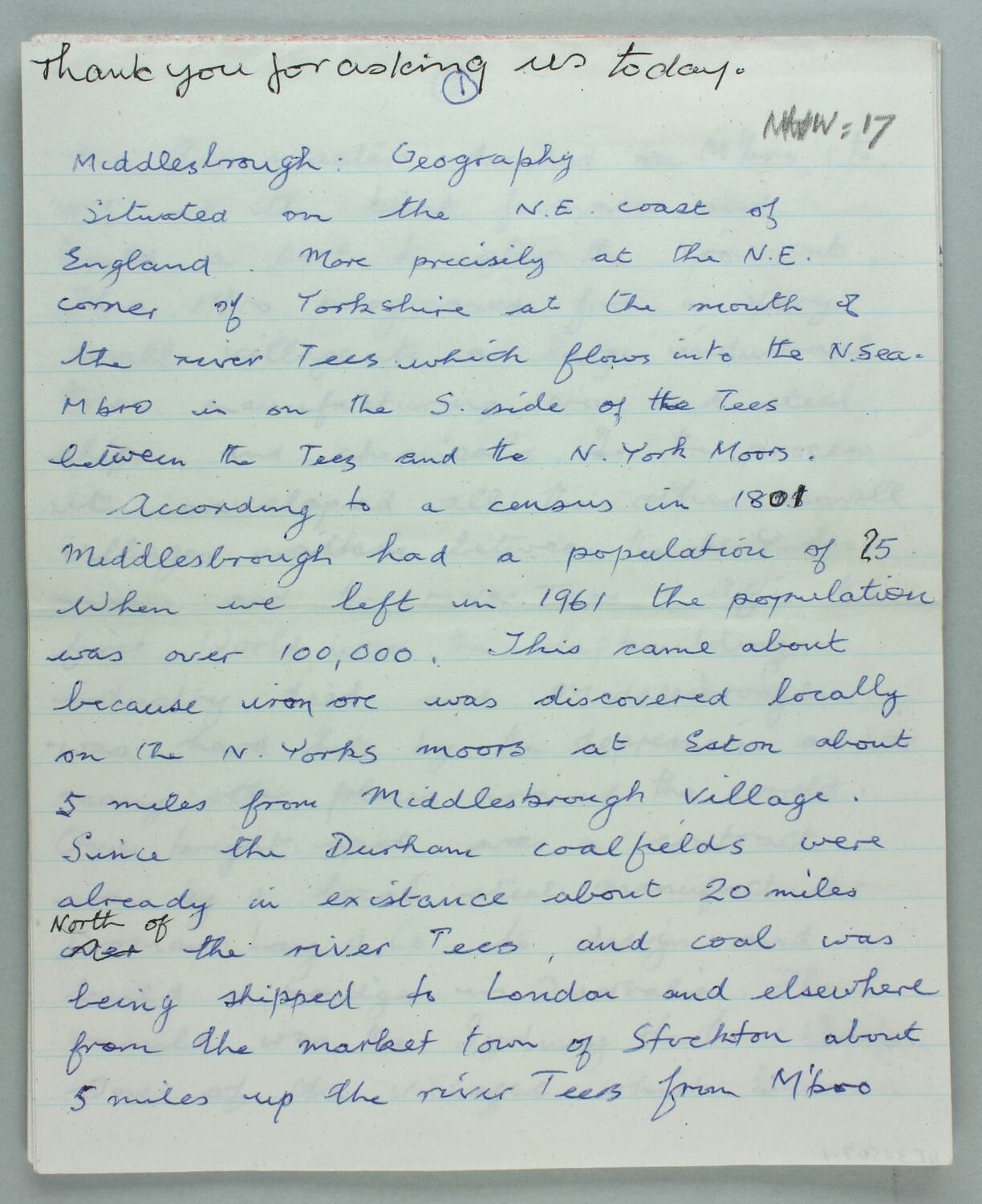 Manuscript - Notes for Talk on Emigrating, Inverloch, Victoria
