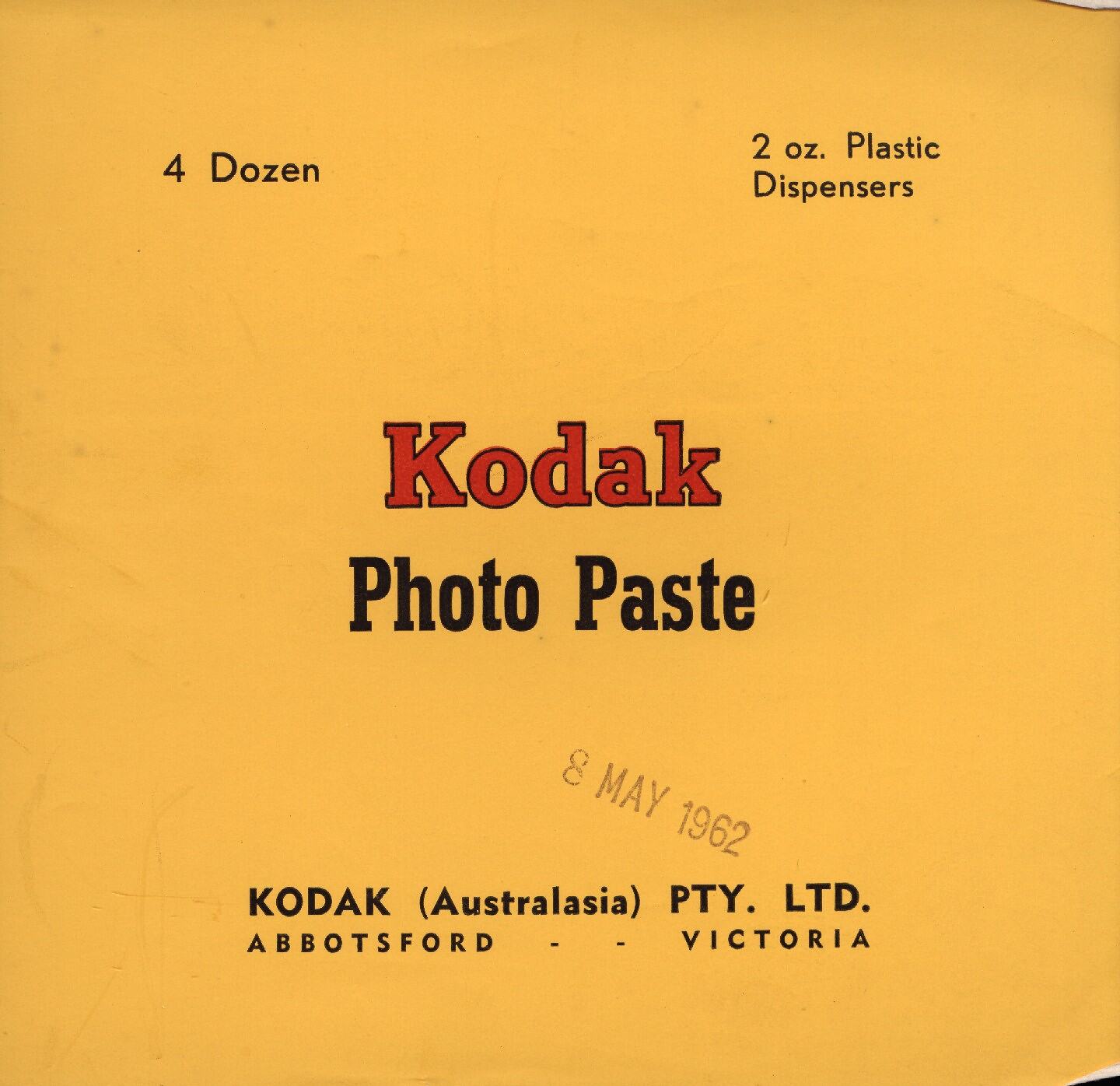 Label - Kodak Australasia Pty Ltd, Kodak Photo Paste, Abbotsford ...