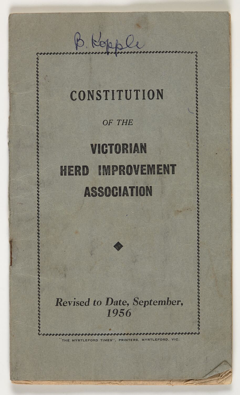 Booklet - Constitution of the Victorian Herd Improvement Association ...