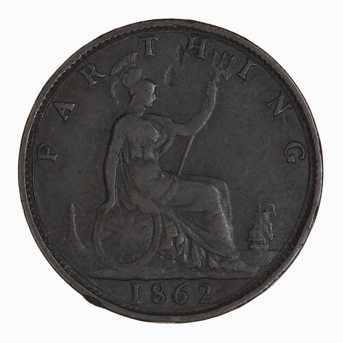 Coin - Farthing, Queen Victoria, Great Britain, 1862