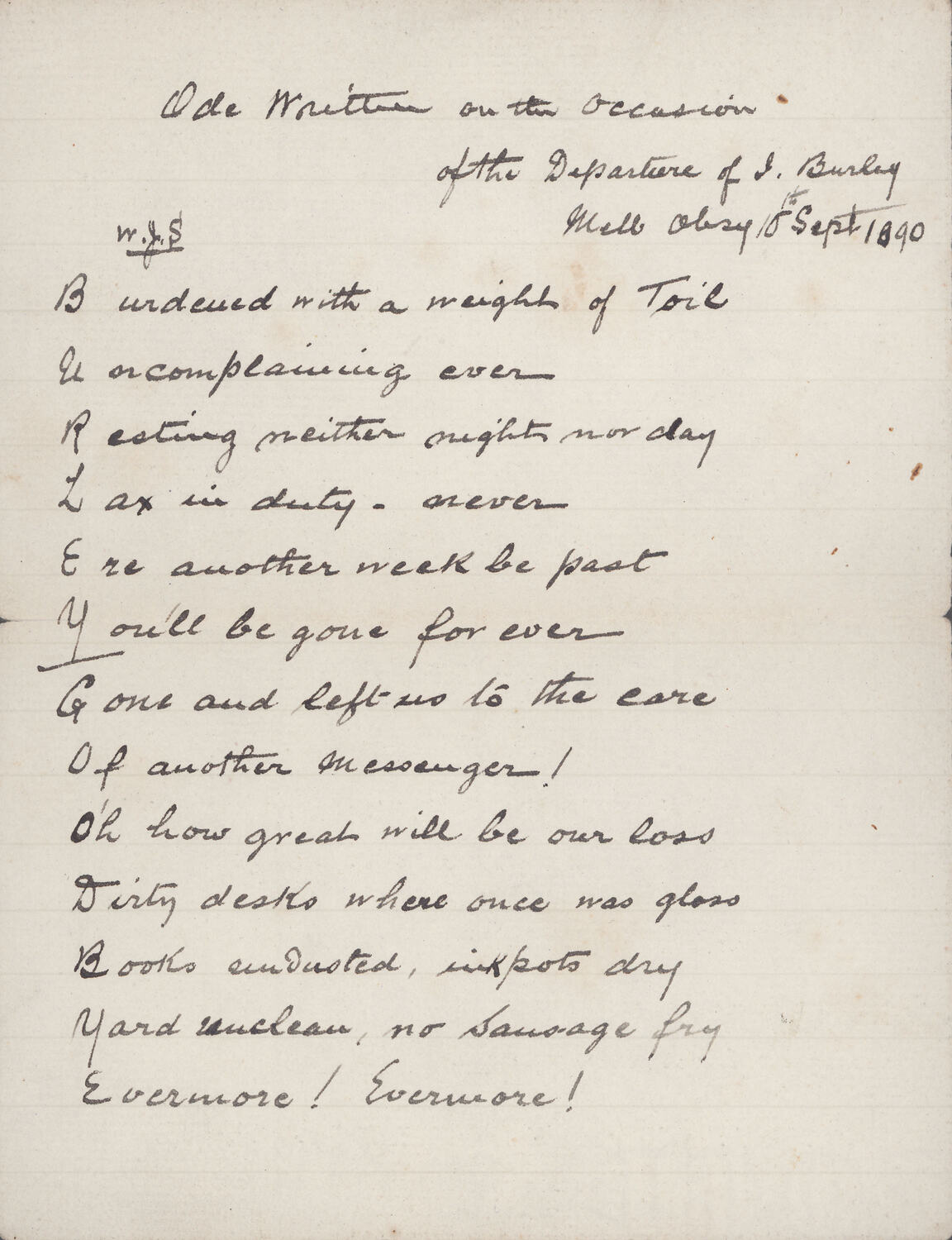 Digital Image - Poem on the Departure of Joseph Burley, Melbourne ...