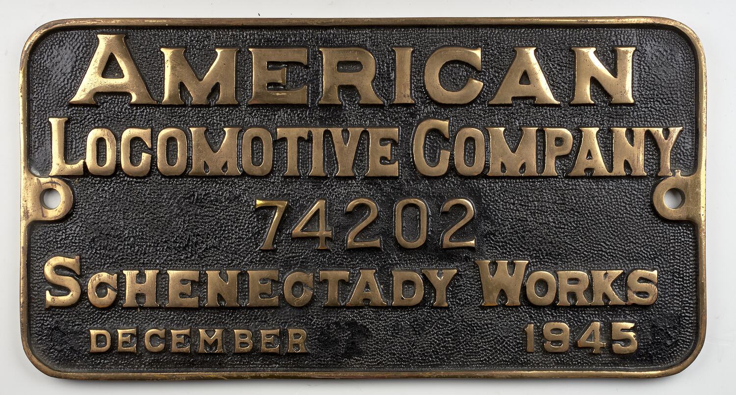 Locomotive Builders Plate - American Locomotive Co., Schenectady Works ...