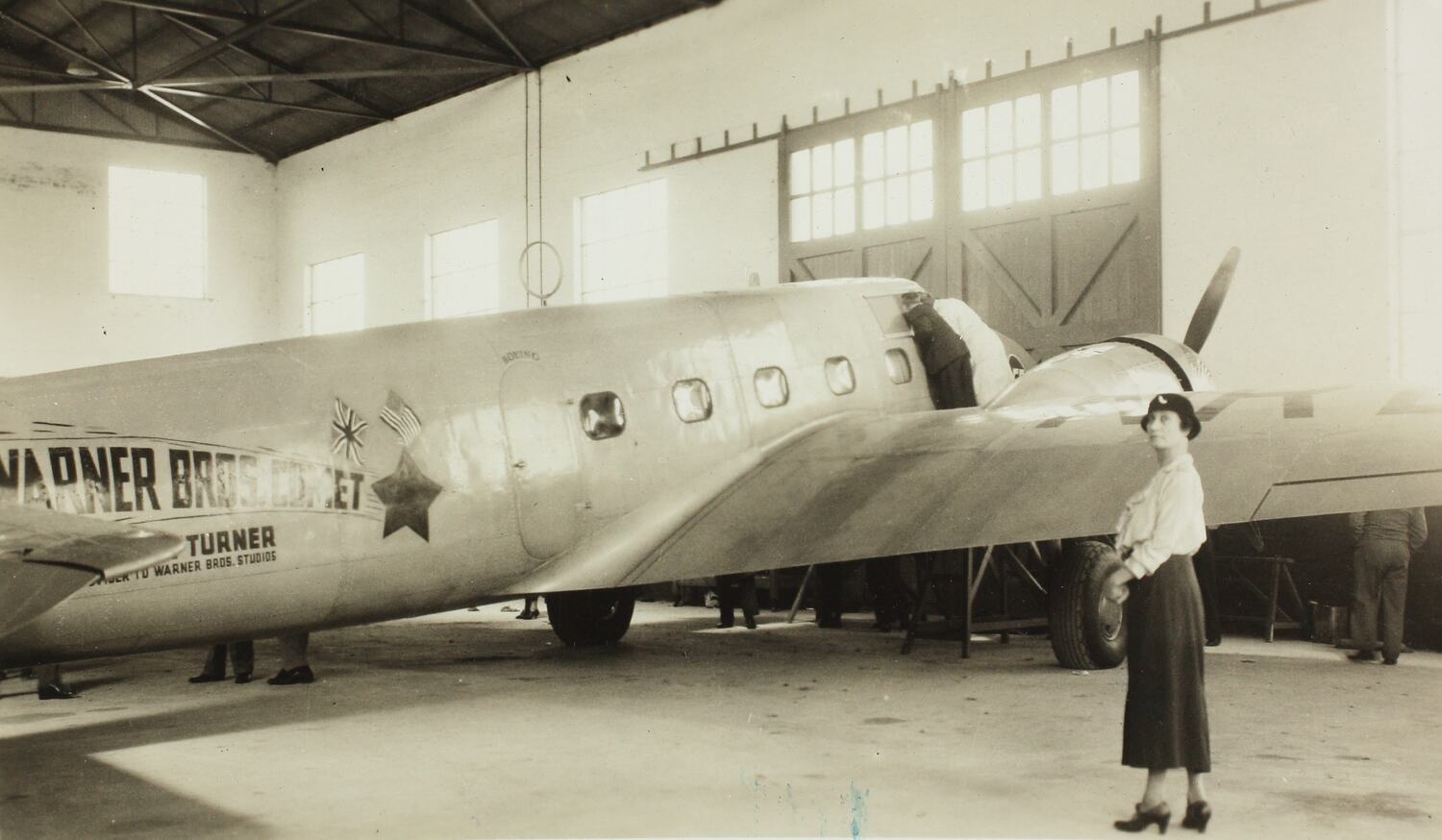 Photograph - Boeing 247D Aeroplane in Hangar, Victoria, Oct 1934