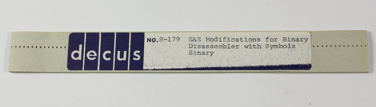 Paper Tape Decus 8 179 Eae Modifications For Binary Disassembler With Symbols Binary