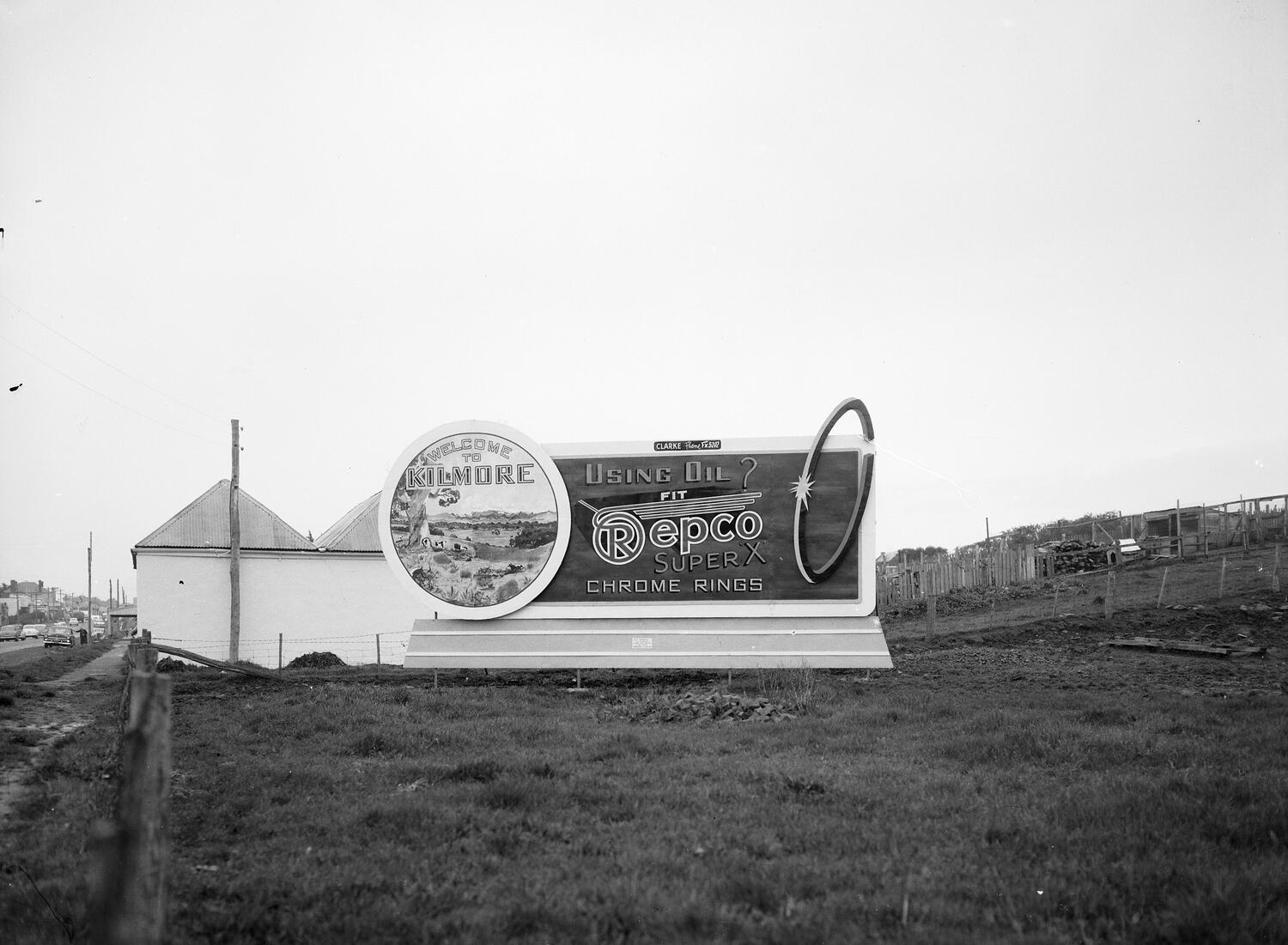 Negative - 'Welcome To Kilmore', Roadside Sign, Kilmore, Victoria, 1956