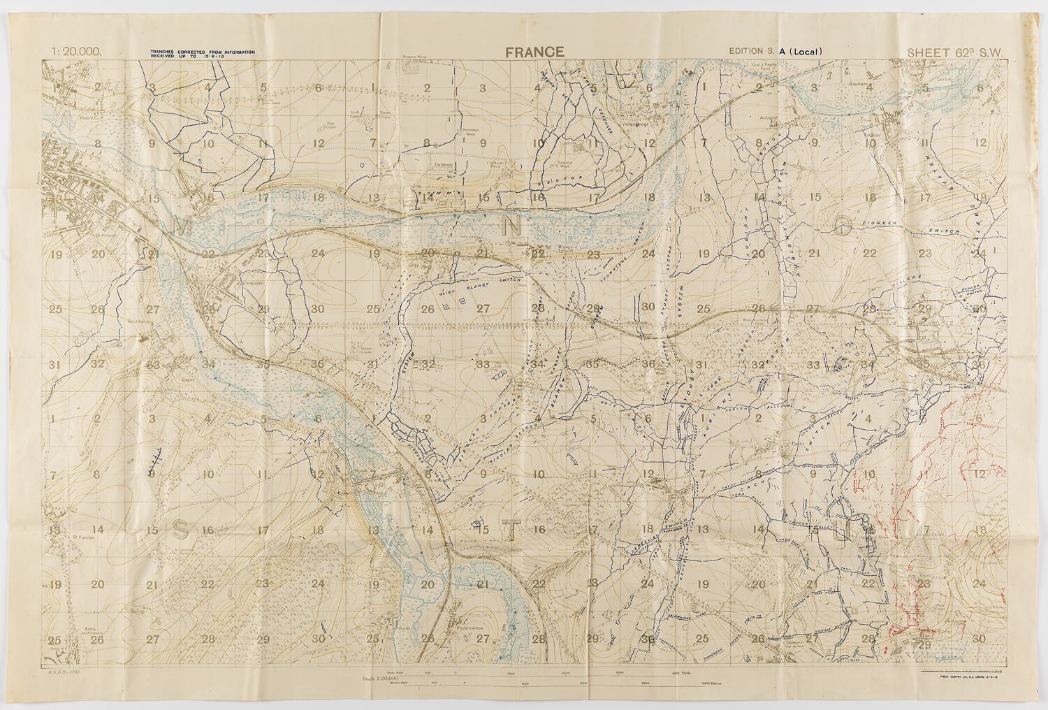 Map - Military, Trench, France, Sheet 62D SW, Scale 1:20,000, Edition ...