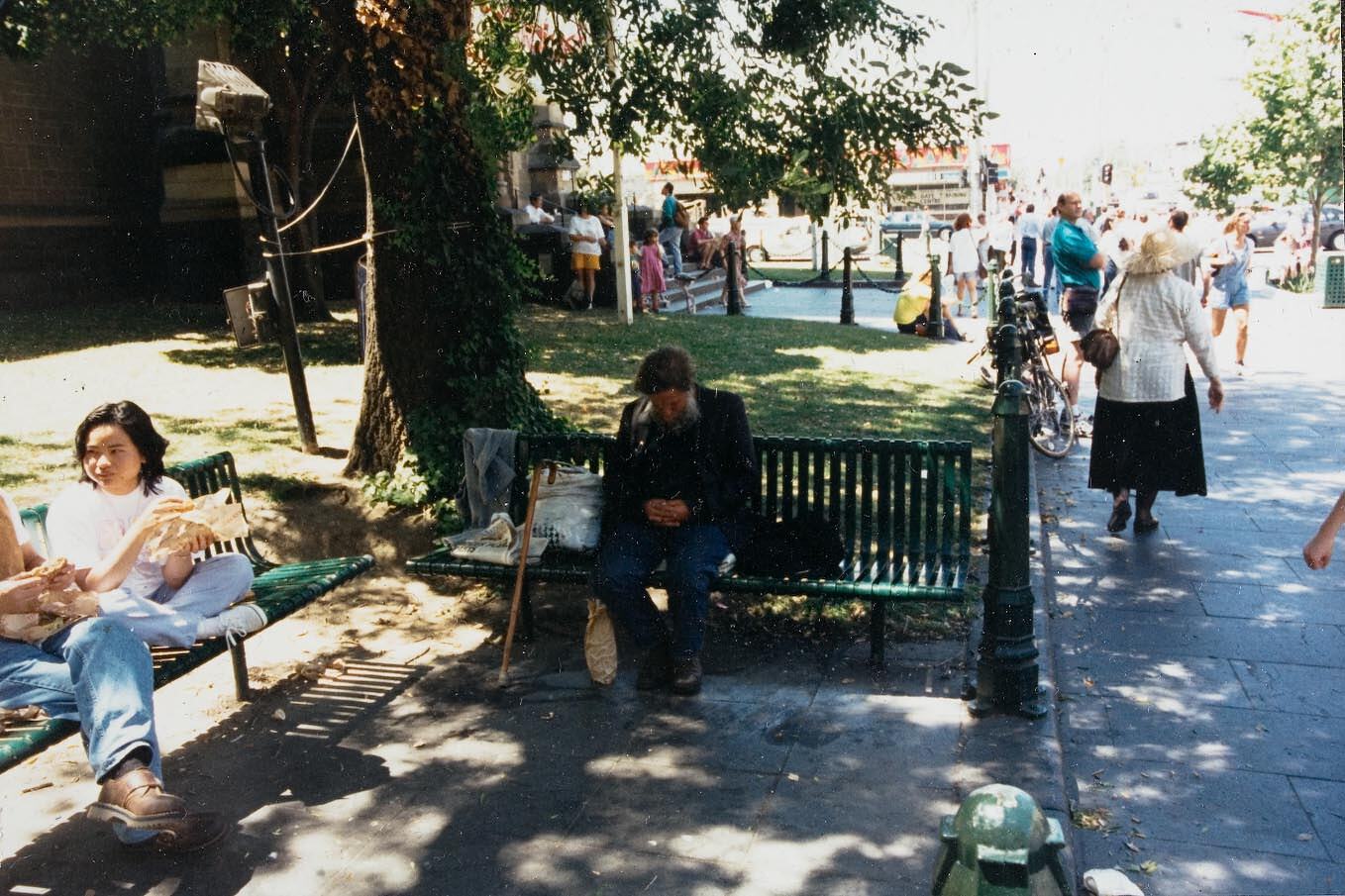 Digital Photograph - Homeless Man Resting on Seats by Saint Paul's ...