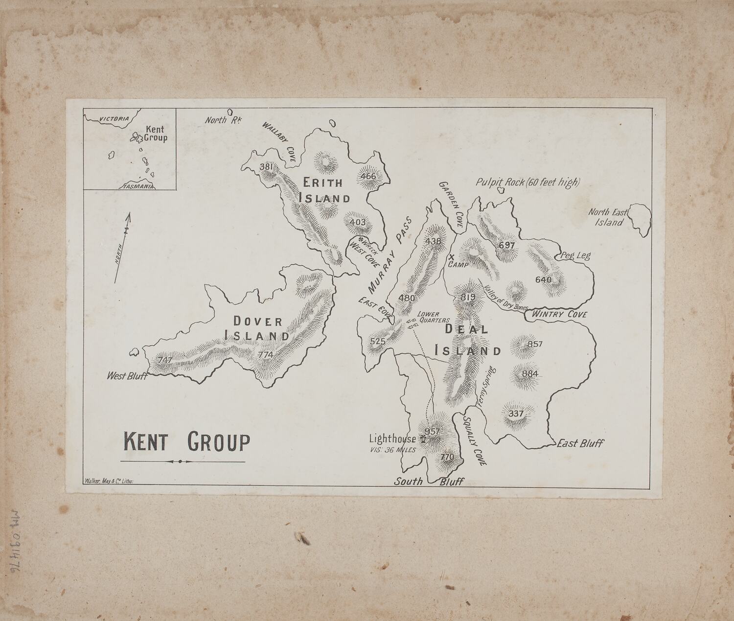 Print - Map of Kent Group Islands, Bass Strait, 1890