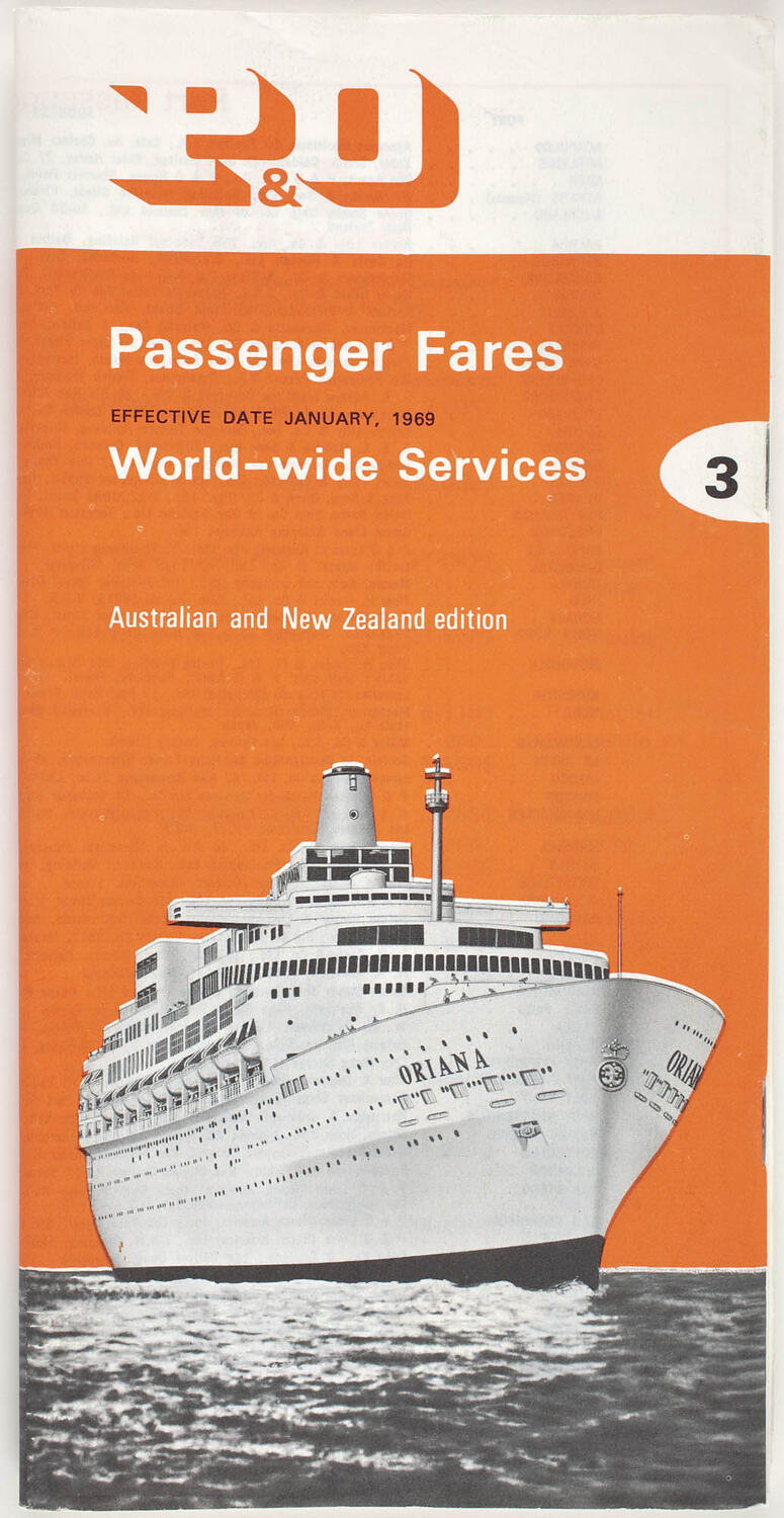 Brochure - 'Passenger Fares, World-wide Services', P&O Line, 1968