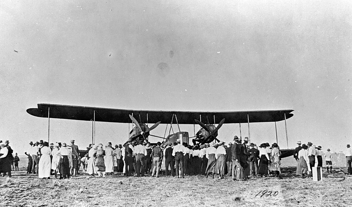 Negative - Bystanders Looking at Sir Keith Smith's Vickers Vimy ...