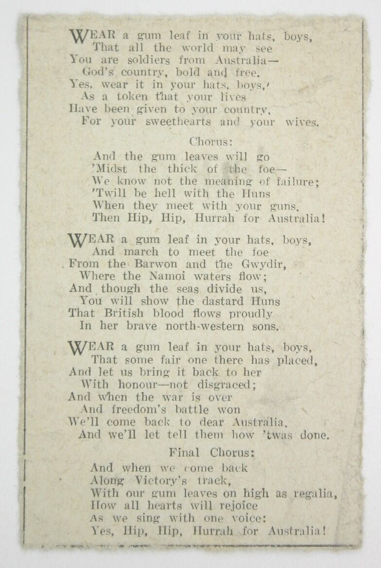 Song Lyrics - World War I, 1914-1918