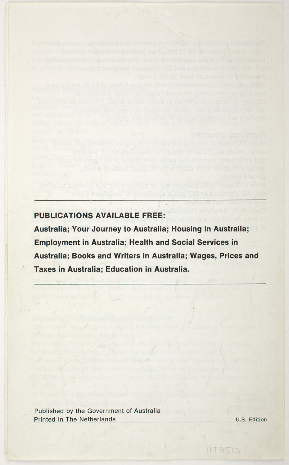 Leaflet - 'What's Happening in Australia?', Commonwealth of Australia ...
