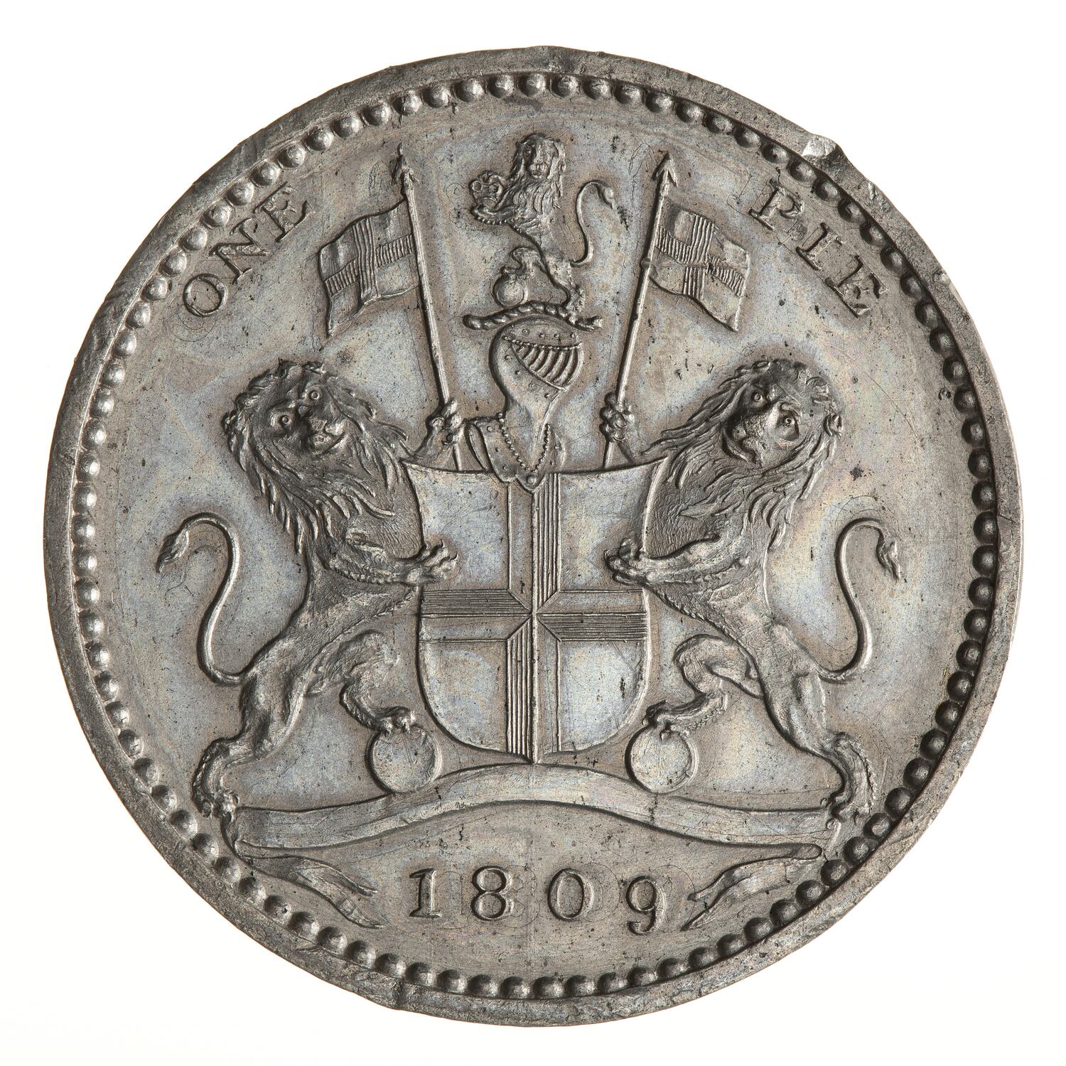 Pattern Coin - 1 Pice, Bengal, India, 1809