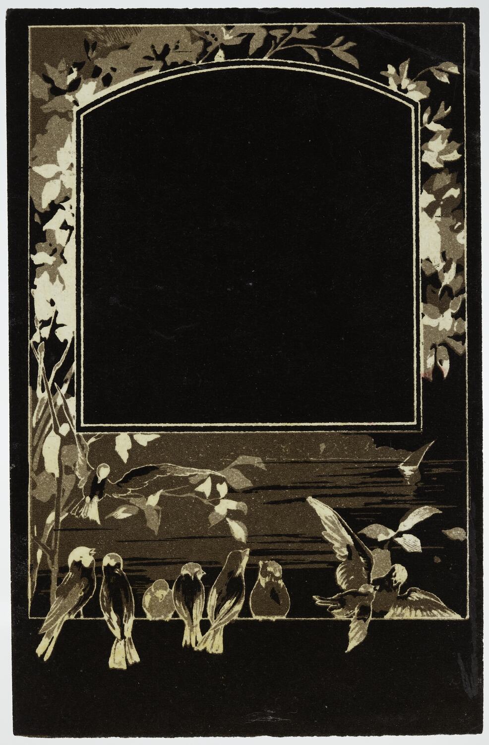 Negative Vignette - Group of Sitting Birds, circa 1900
