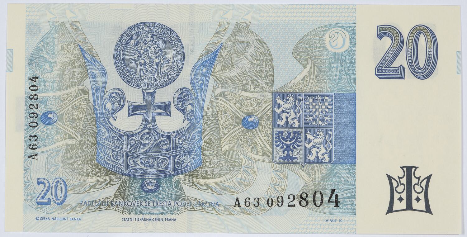 Bank Note - 20 Czech Koruna, Czech Republic, 20 Apr 1994