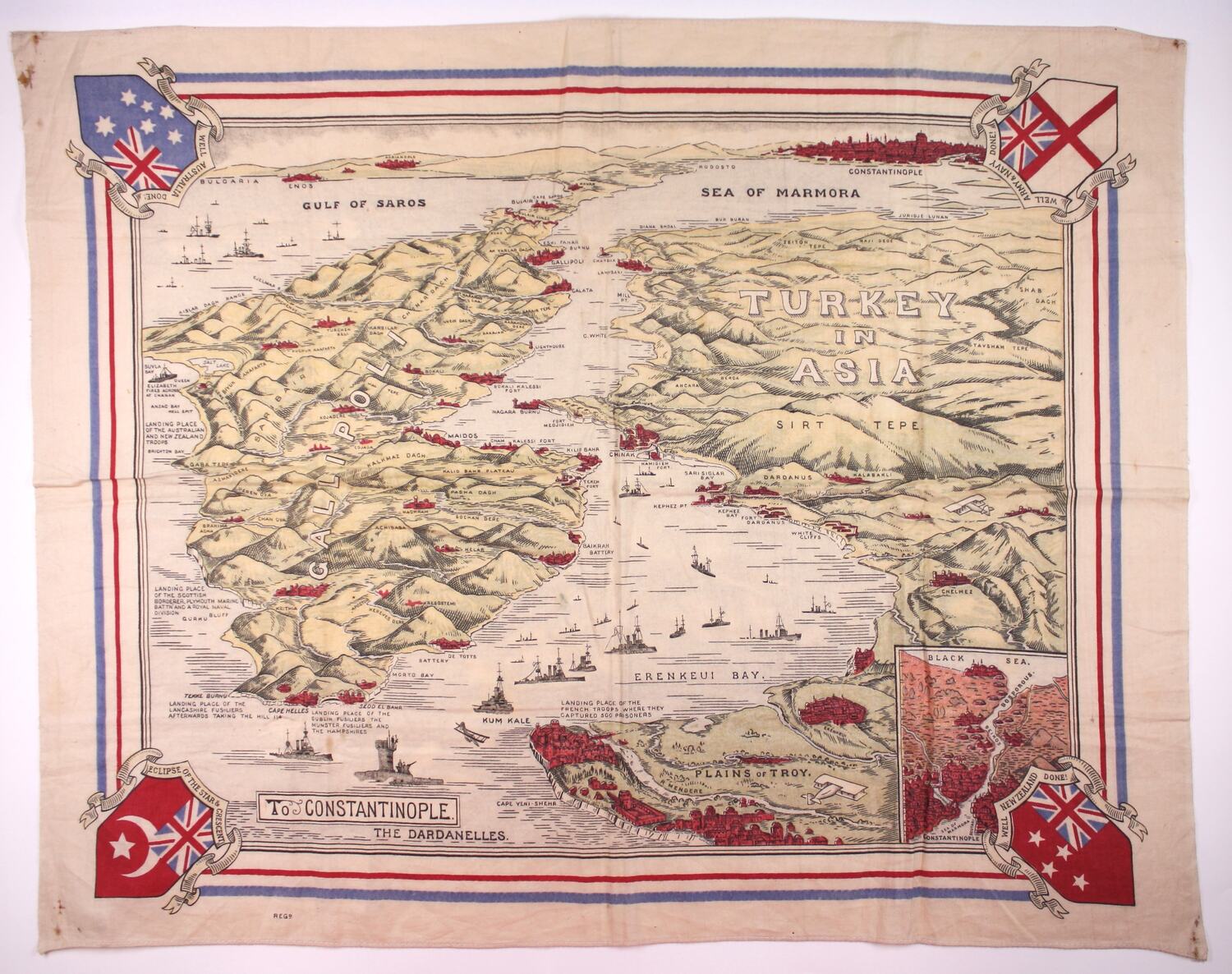 Scarf - Souvenir of the Dardanelles, World War I, 1915