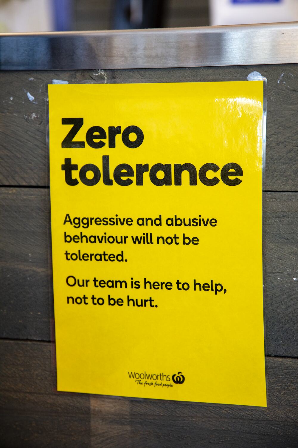 Digital Photograph - 'Zero Tolerance for Abuse' Notice, Woolworths ...