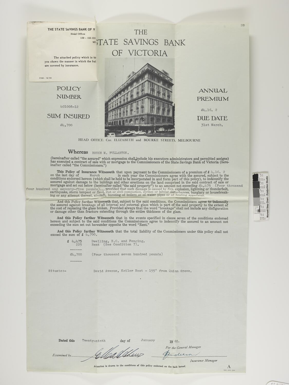 Insurance Policy - The State Savings Bank of Victoria