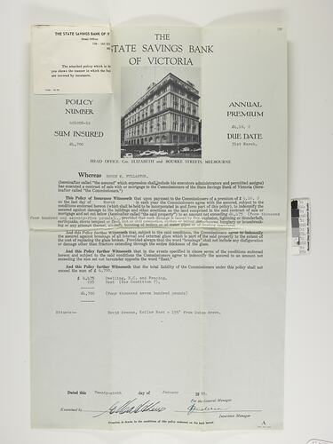 Insurance Policy - The State Savings Bank of Victoria