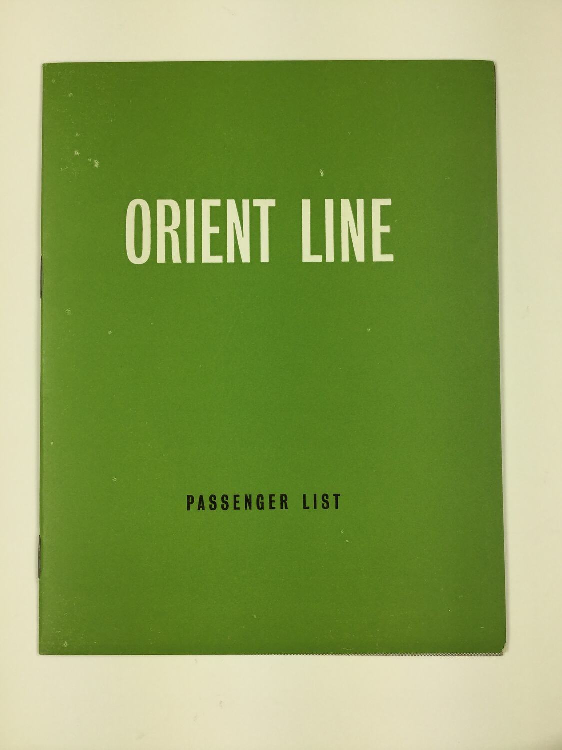 Booklet - Orient Line, Passenger List, 26 Feb 1959