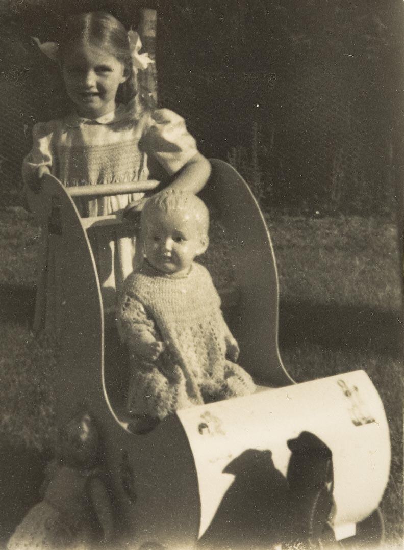 Digital Photograph - Girl with Celluloid Doll & Homemade Pram ...
