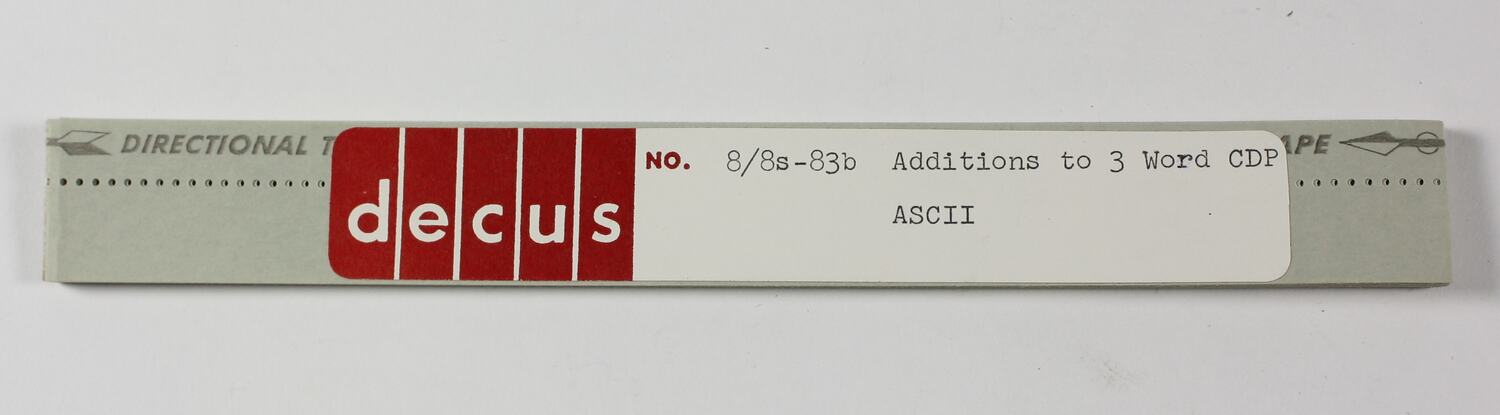 Paper Tape - DECUS, '8/8s-83b Additions to 3 Word CDP, ASCII', circa 1968