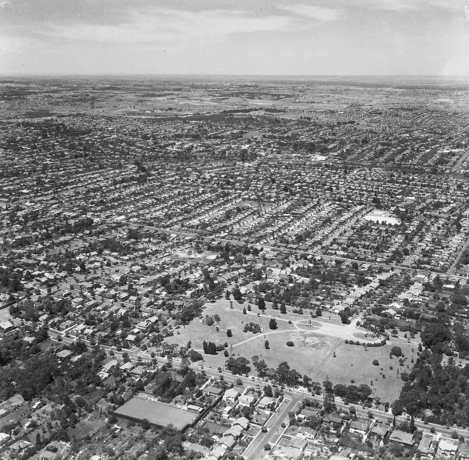 Negative - Aerial View of Balwyn, Victoria, 07 Dec 1955