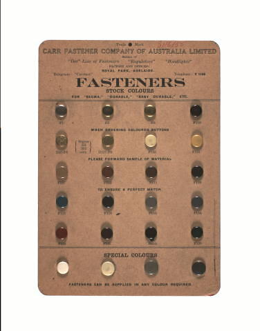 Sample Card - Fasteners, Carr Fastener Co, circa 1950