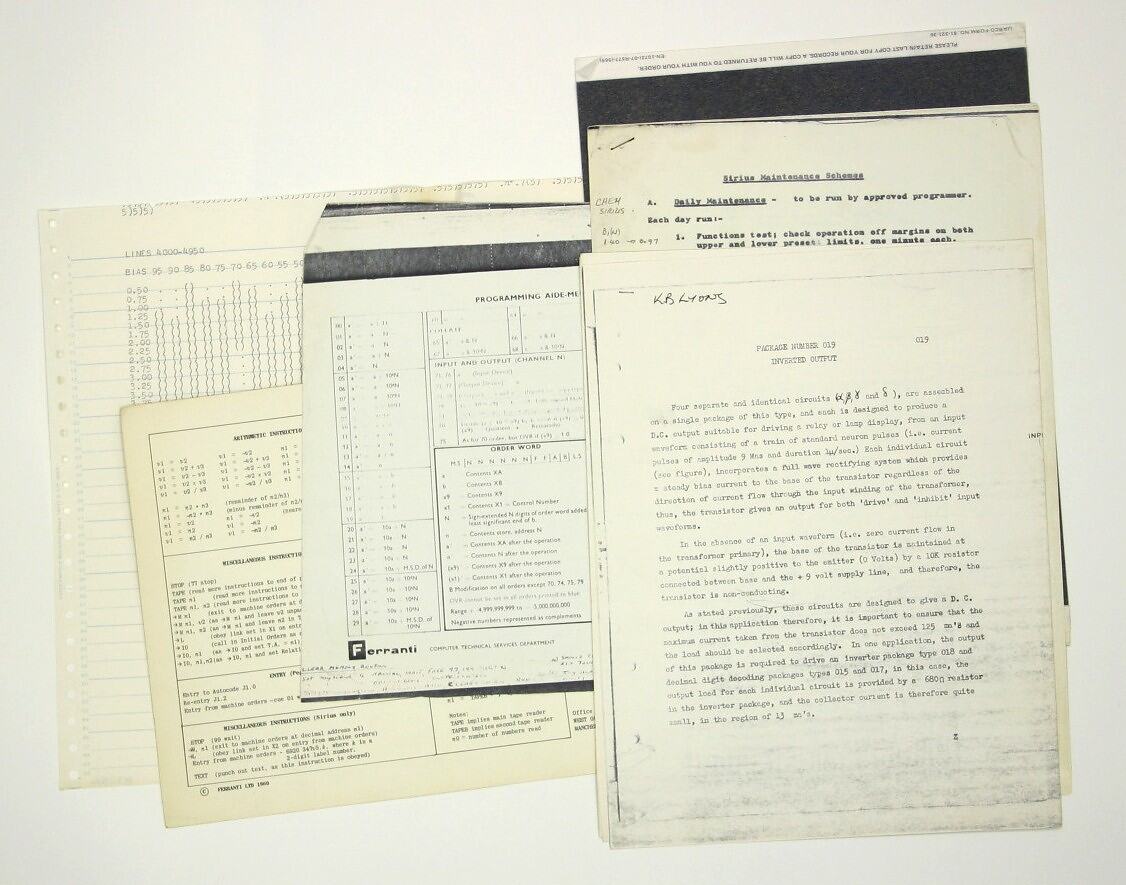 Documentation - Ferranti, Sirius Computer, 1962