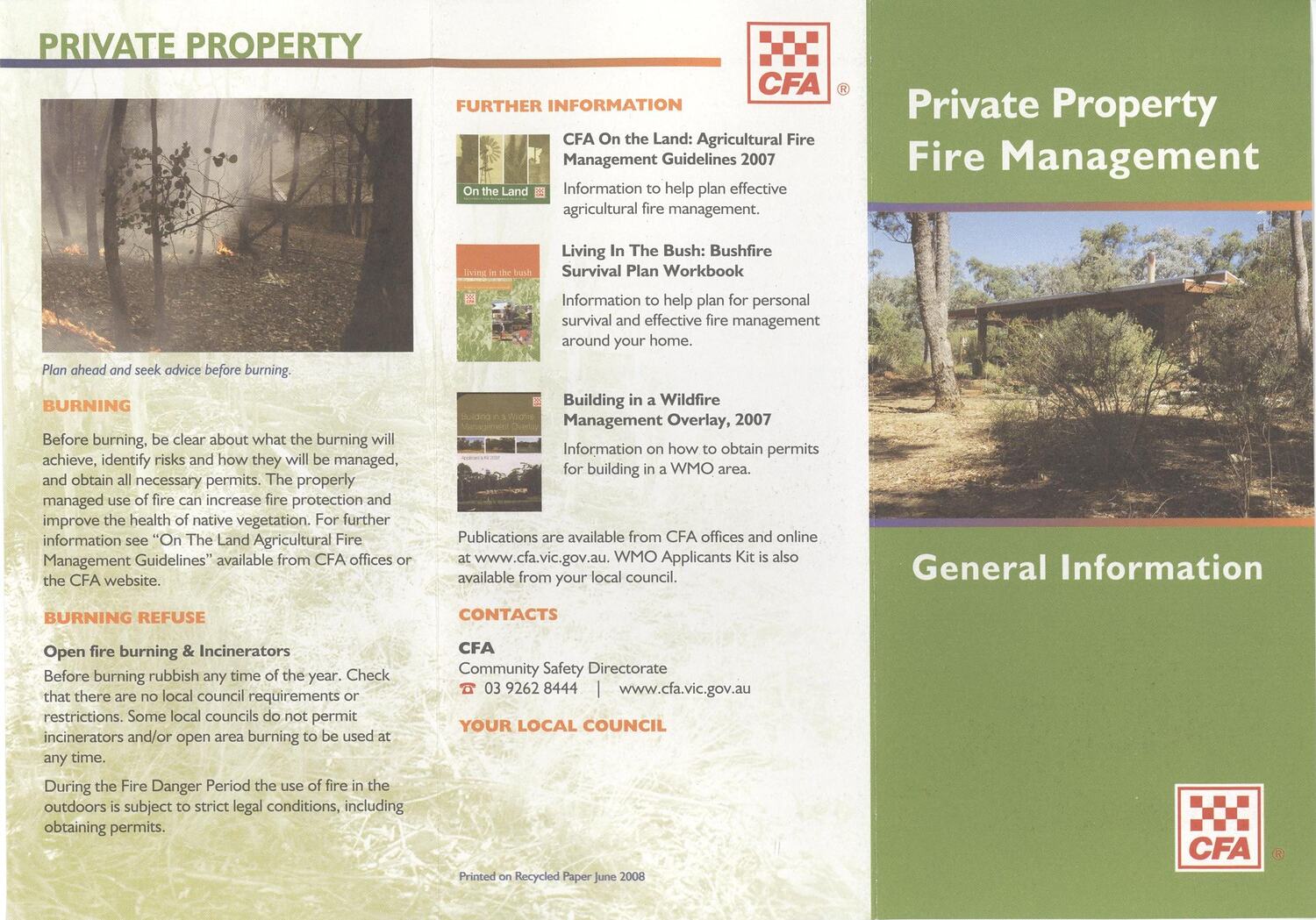 Pamphlet - 'Private Property Fire Management, General Information ...