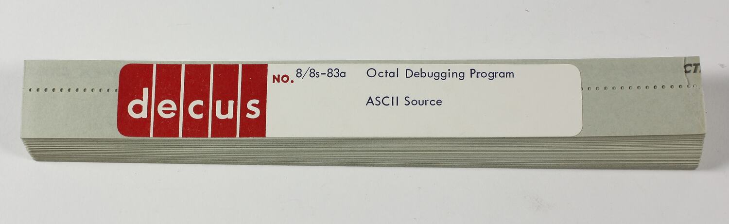 Paper Tape Decus 88s 83a Octal Debugging Program Ascii Source Circa 1968