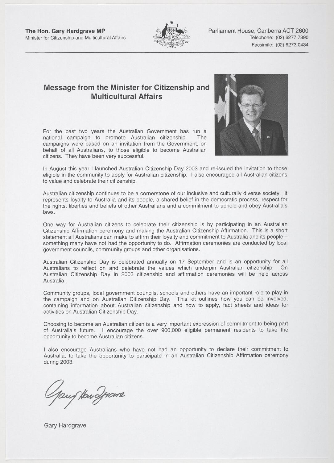 Letter - Information Pack, Australian Citizenship, Department of ...