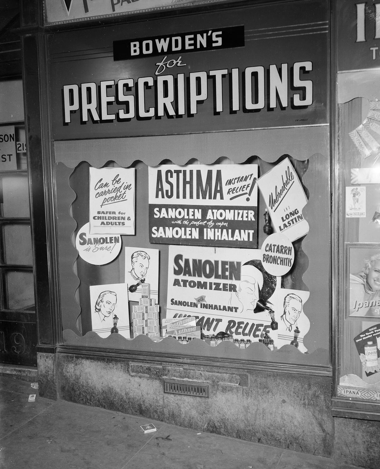 Negative - Bowden's Chemist, Window Display for Sanolen Atomizer ...