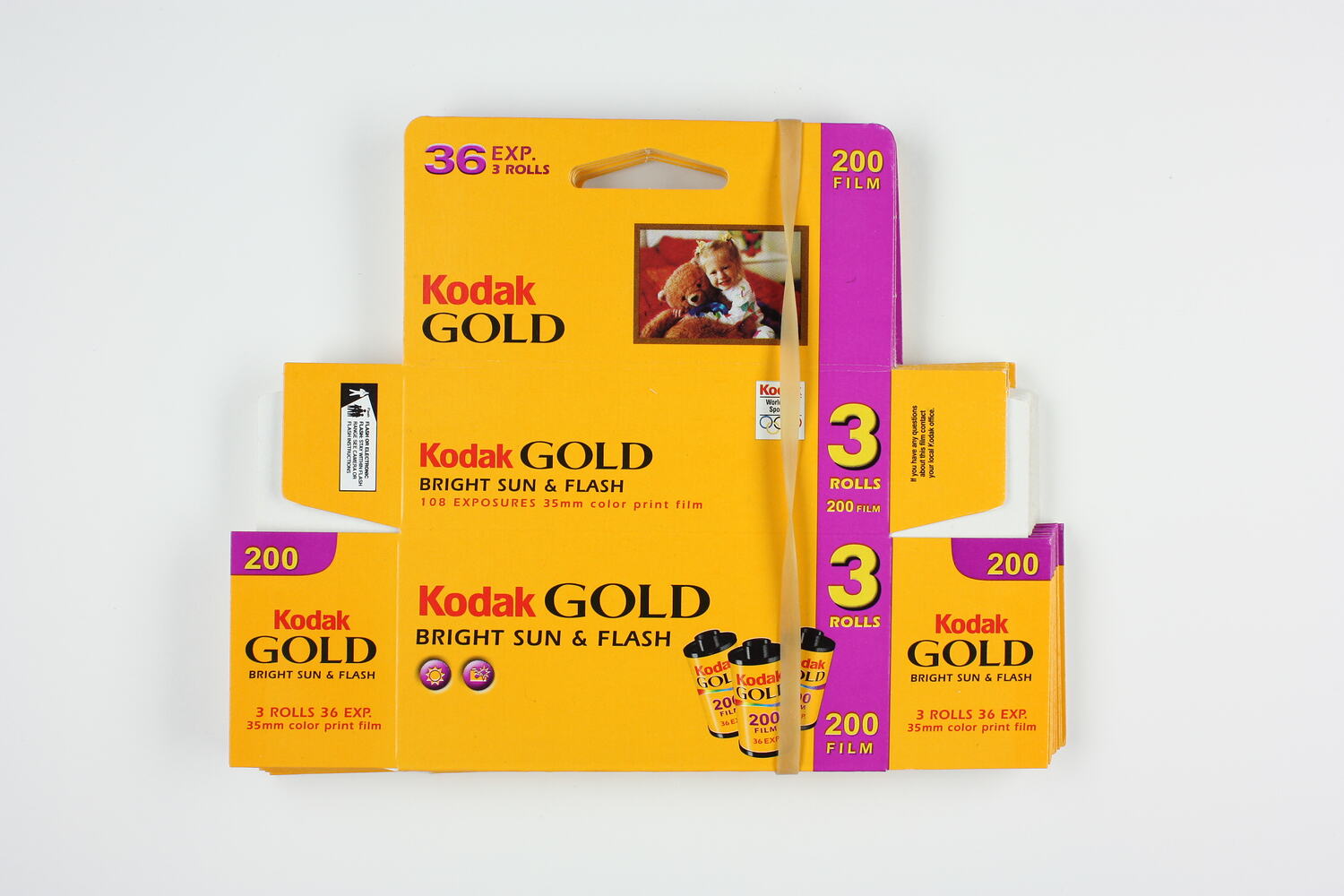 Boxes - Kodak Australasia Pty Ltd, 10 x 'Kodak Gold Bright Sun & Flash' Film Packs, 3 rolls, 108 ...