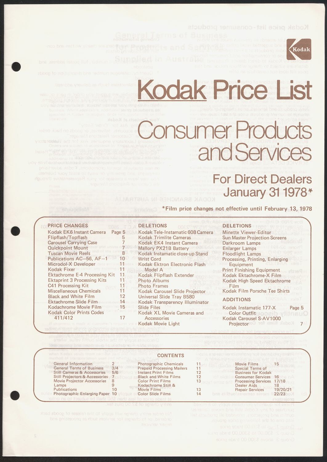Catalogue - Kodak Australasia Pty Ltd, 'Consumer Products & Services ...
