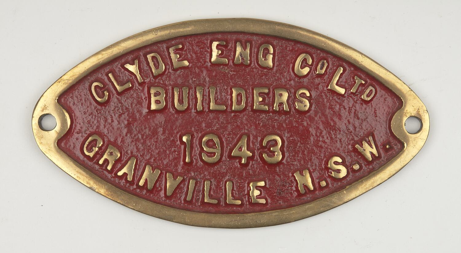 Locomotive Builders Plate - Clyde Engineering Co. Ltd., Granville Works ...