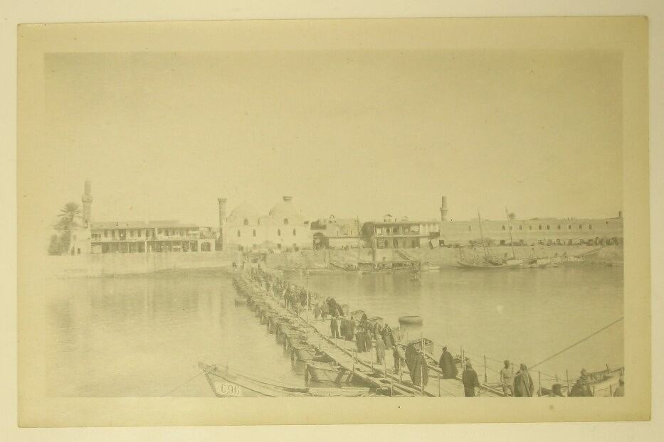 Photograph - People Crossing Pontoon Bridge over the Tigris, Baghdad ...