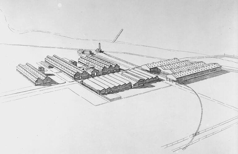 Negative - International Harvester, Geelong Factory, Line Drawing, 1946