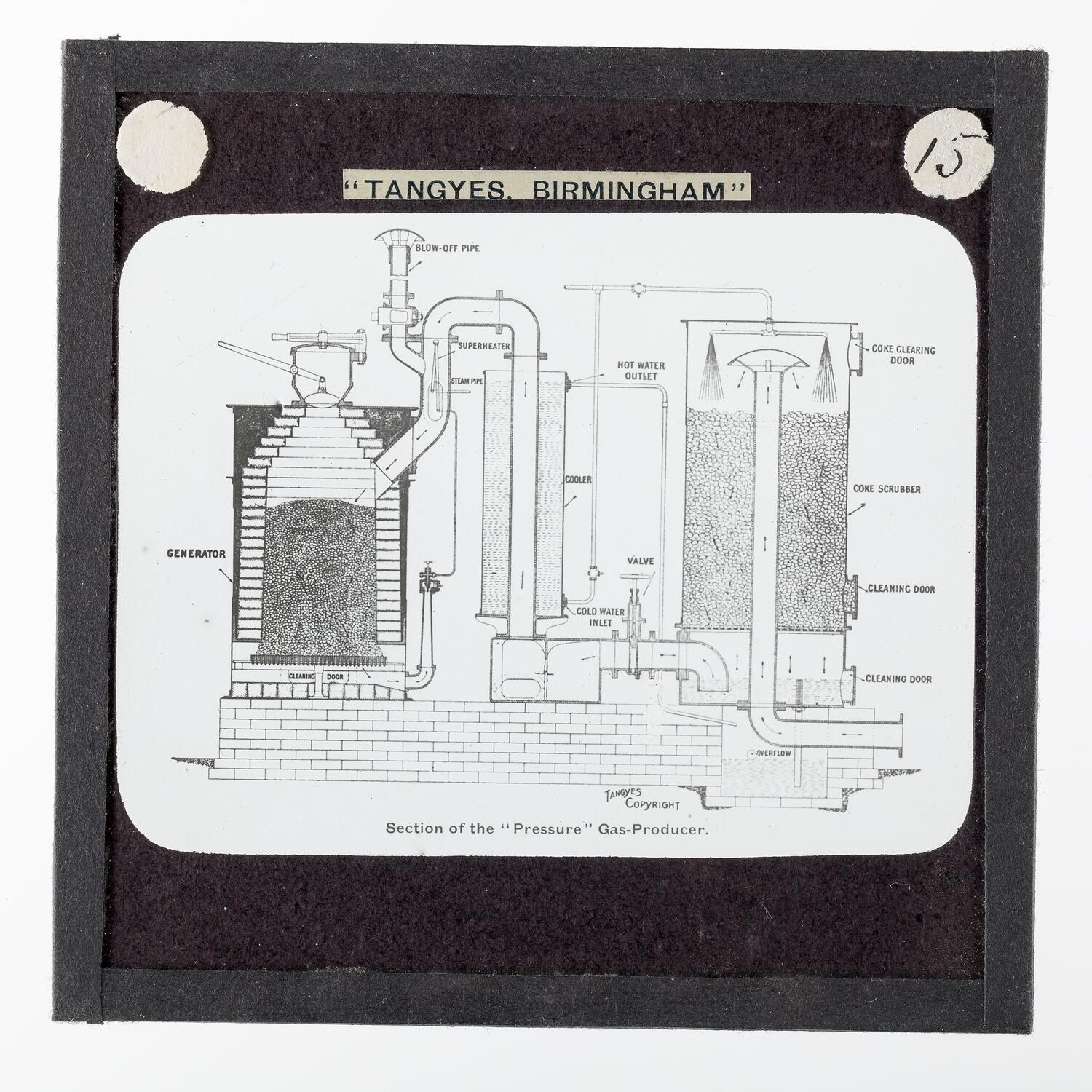 Lantern Slide - Tangyes Ltd, Pressure Gas Producer Plant Cross-Section ...