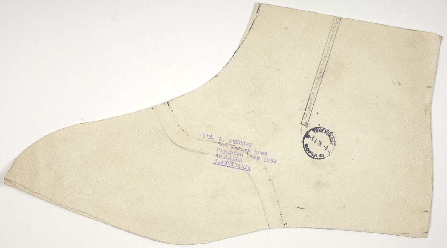 Shoe Pattern Piece, Boot Pattern, 1950s