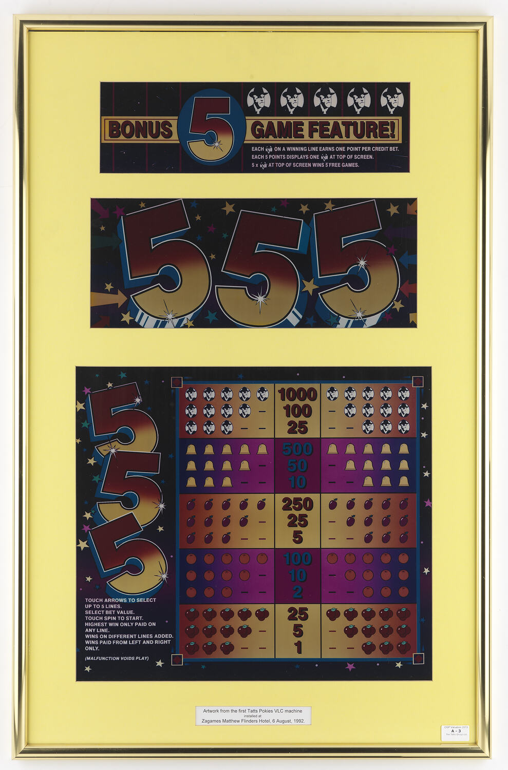 Artwork - 'Artwork From the First Tatts Pokies VLC Machine', Translites ...