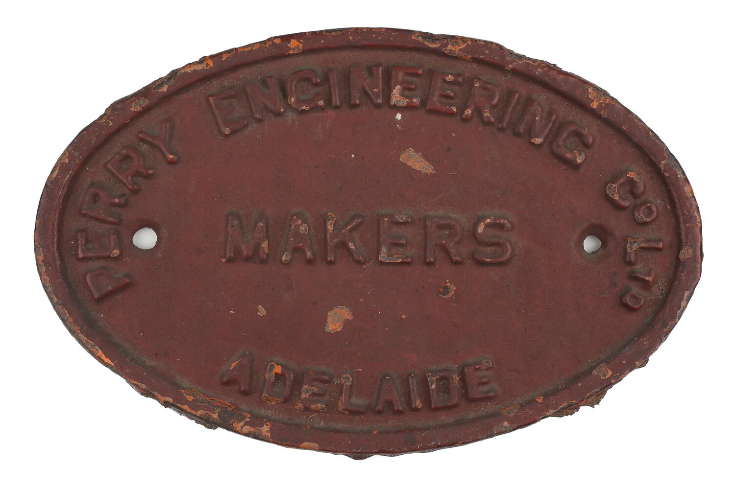 Builders Plate - Perry Engineering Co. Ltd, Adelaide, South Australia