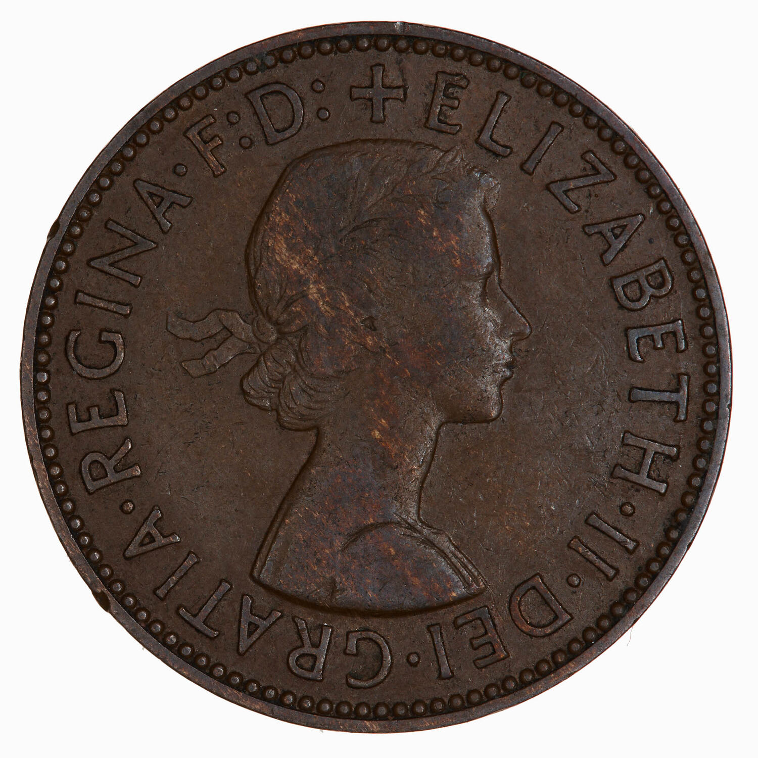 Coin - Halfpenny, Elizabeth II, Great Britain, 1958