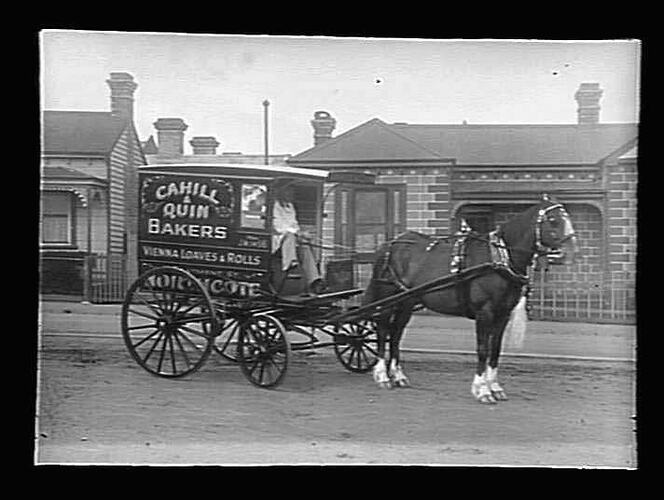 Glass Negative - Horse Drawn Baker's Van, by A.J. Campbell, Northcote ...